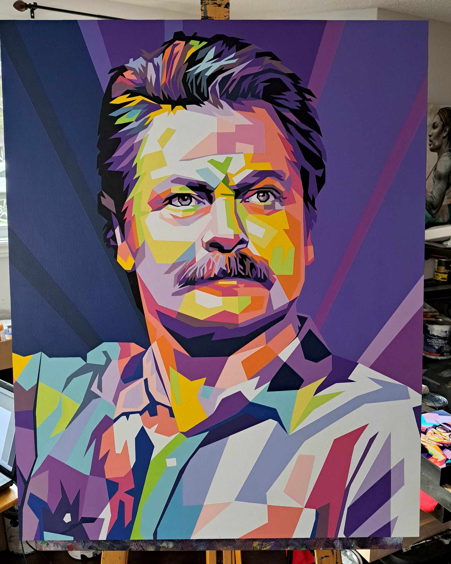 Original Painting Ron Swanson Cor Beattie Pop Art Original Painting Ron Swanson Cor Beattie Pop Art